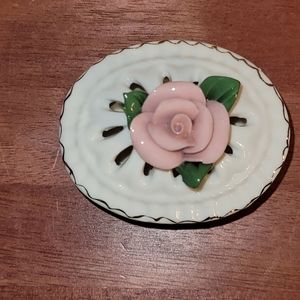 Vintage | Storage & Organization | Capodimonte Pink Rose Oval ...